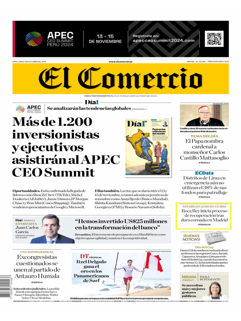 El Comercio (Lima-Peru) Lun 7 Oct 2024 (A1 Portada) Toros | PDF