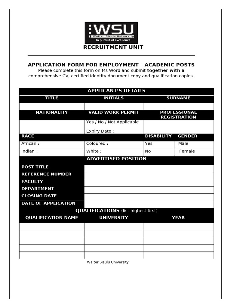 Wsu Application Form Academics-1 | PDF | Justice | Crime & Violence