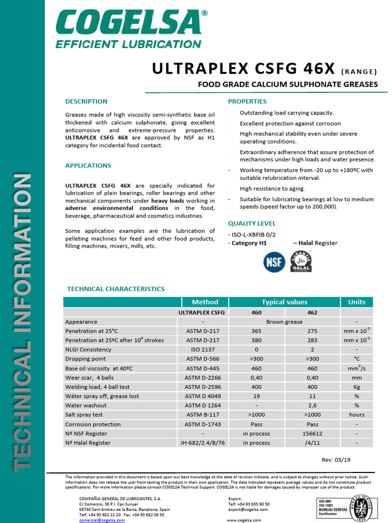 Ultraplex CSFG 462 Tds en | PDF | Mechanical Engineering | Materials
