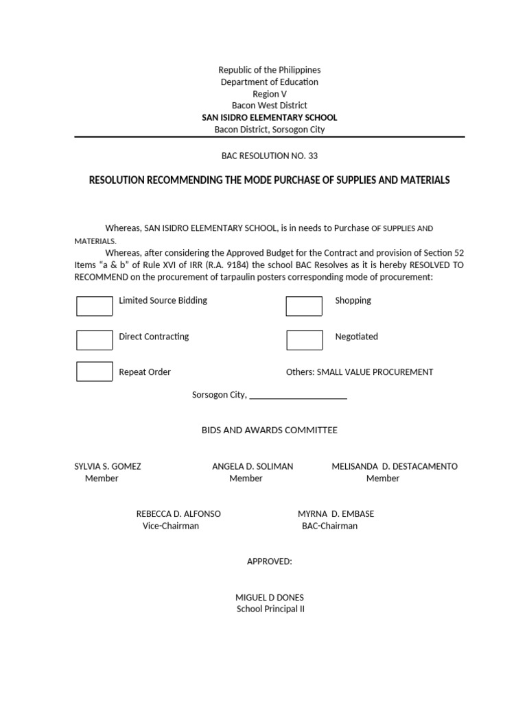 BAC Resolution | PDF