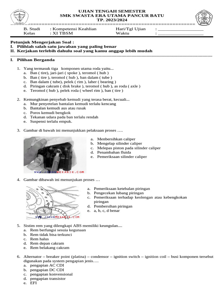 Soal Uas Xi TBSM | PDF