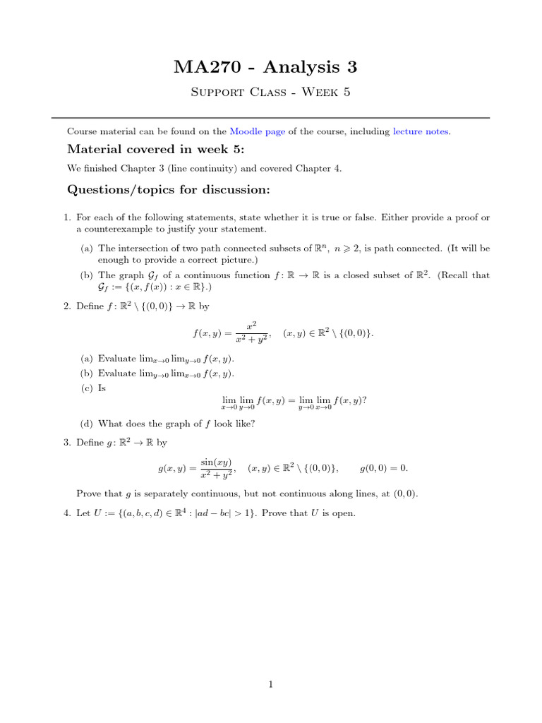 Support Classes - Week 6 - For Students | PDF