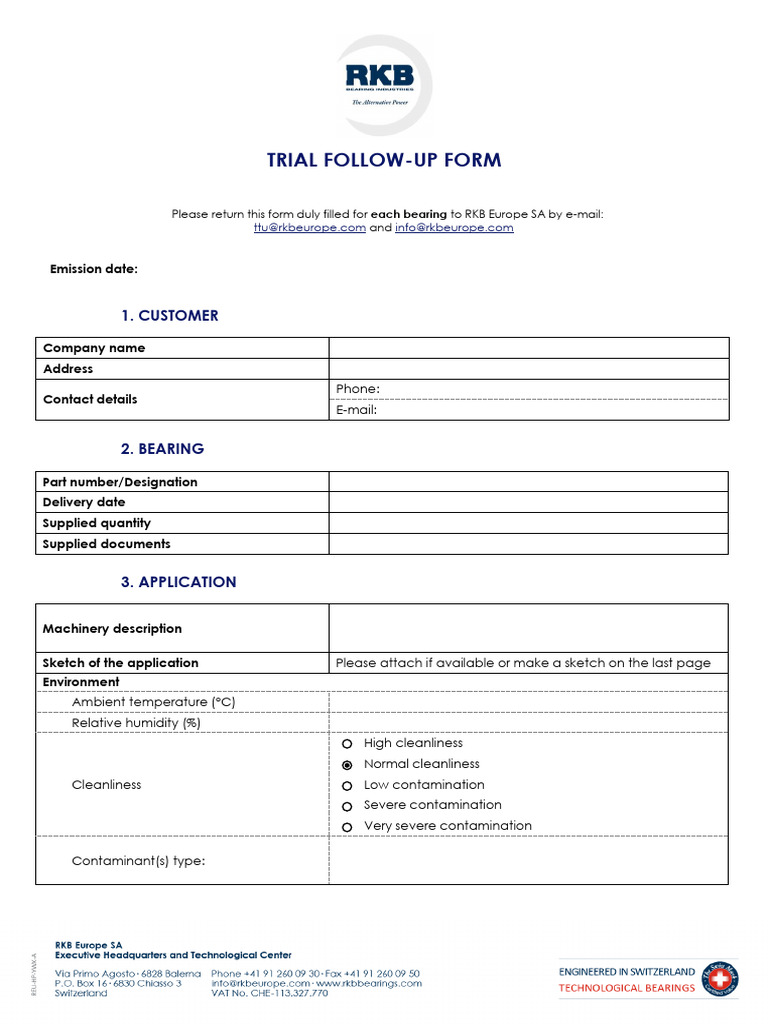 RKB Trial Follow-Up Form | PDF | Bearing (Mechanical) | Machines