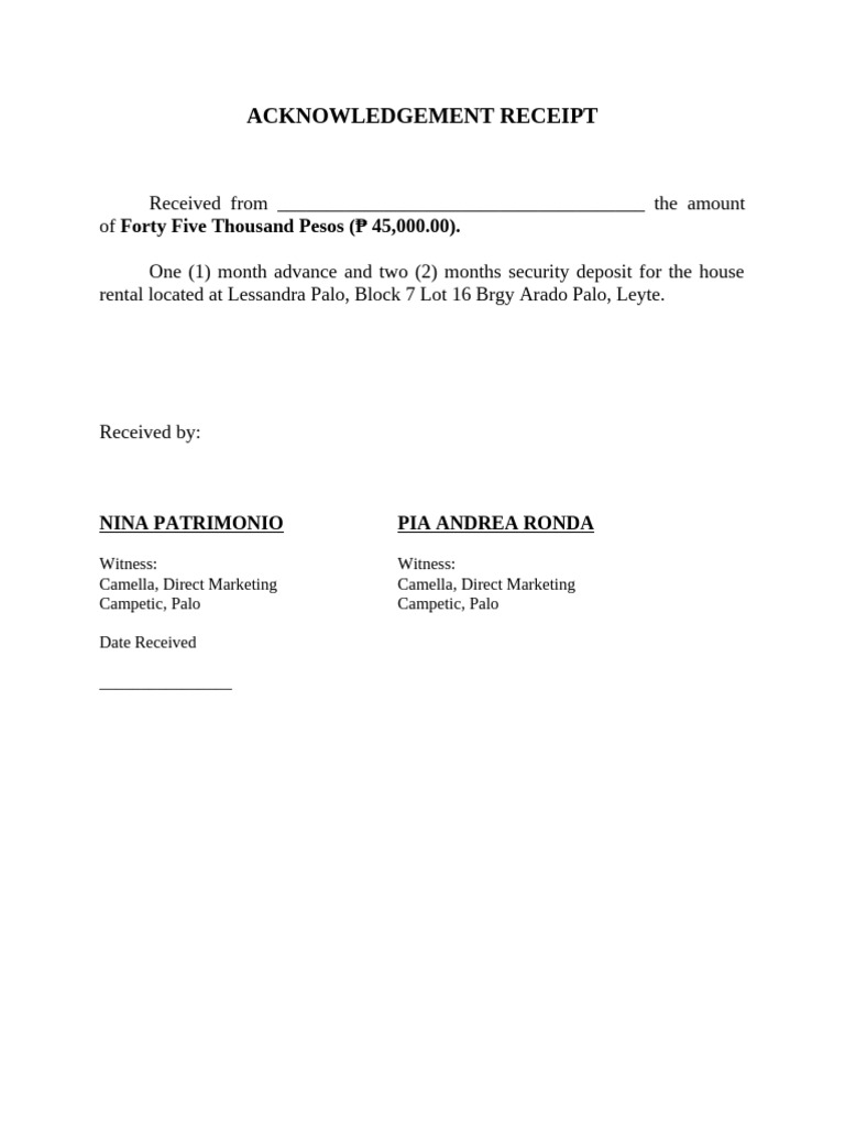 Acknowledgement Receipt | PDF