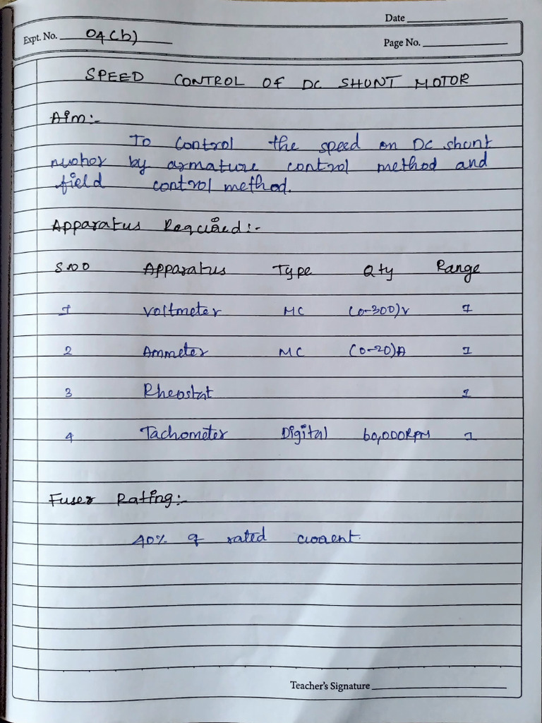 Speed Control of DC Shunt Motor | PDF