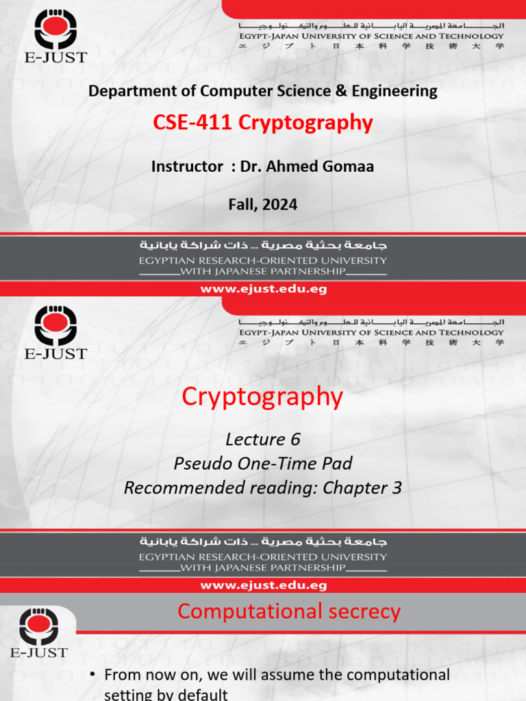 Cryptography Lecture: Pseudo OTP | PDF | Espionage Techniques | Secrecy