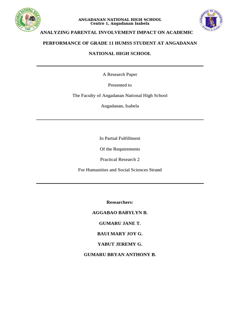 ANALYZING PARENTAL INVOLVEMENT IMPACT ON ACADEMIC - docx.PR2 | PDF | Psychological Concepts ...