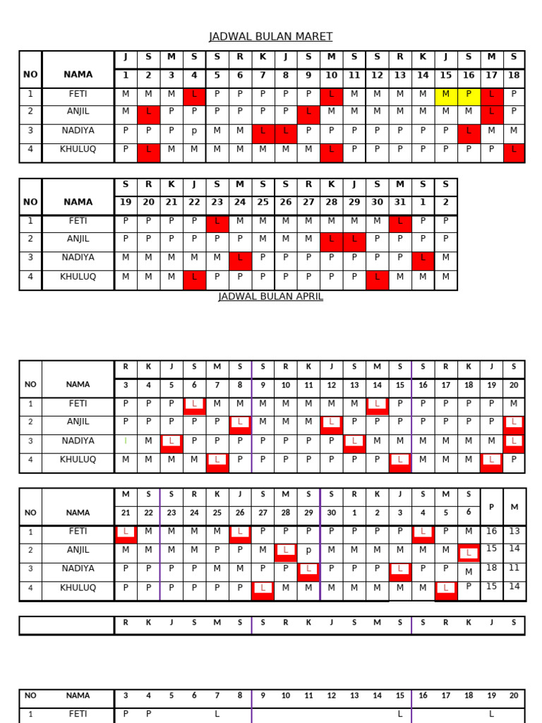 Contoh Jadwal Jaga | PDF