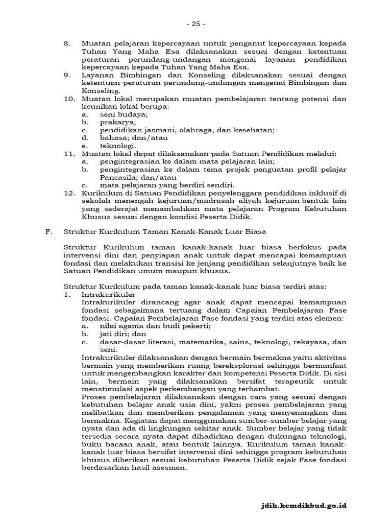 Struktur Kurikulum SLB 2024 | PDF