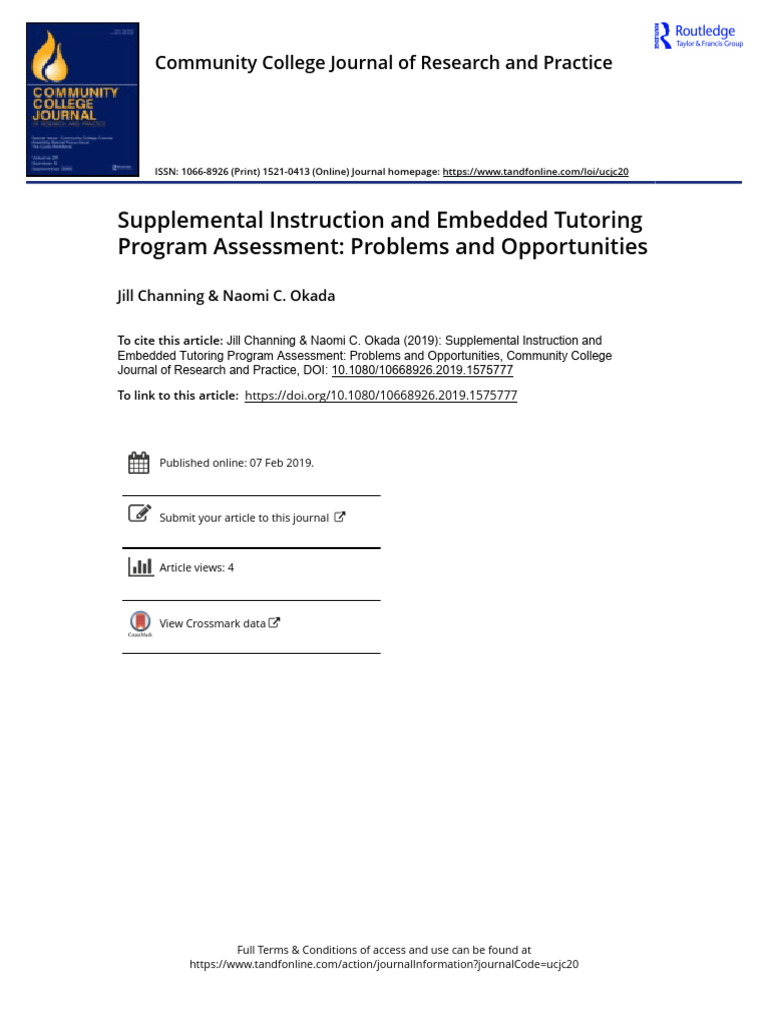 Supplemental Instruction and Embedded Tutoring | PDF | Cognition | Behavior Modification