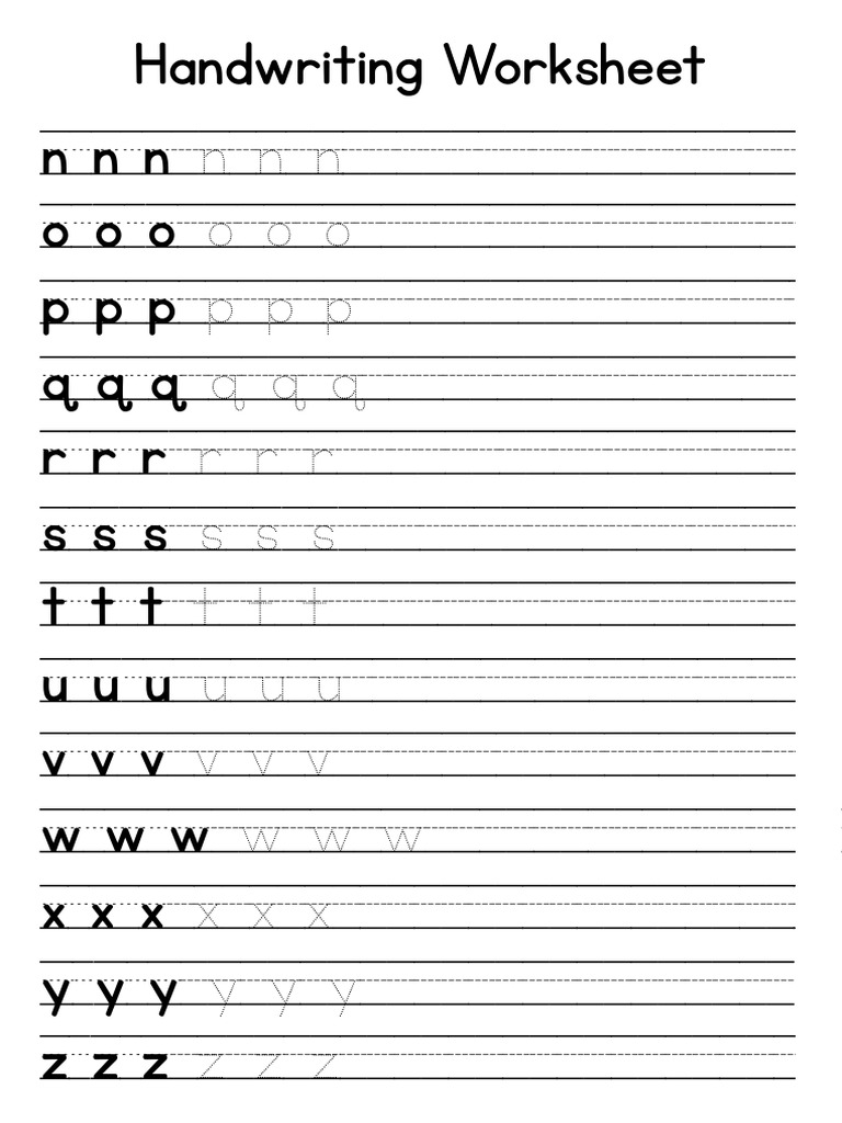 Handwriting N To Z | PDF