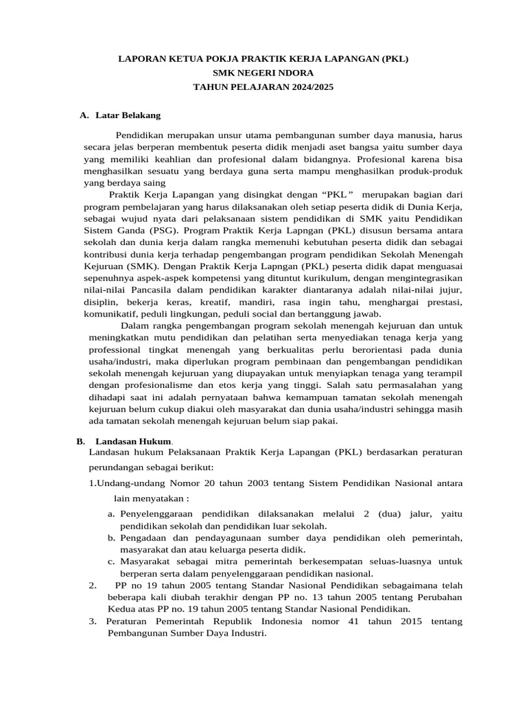 LAPORAN KETUA POKJA PKL 2024.docx1 | PDF