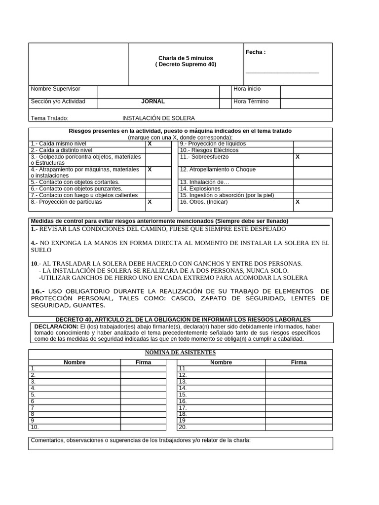 Charlas de Cinco Minutos, Instalación de Solera | PDF