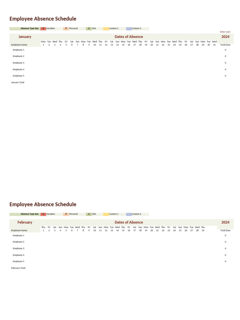 Employee Absence Schedule1 | PDF
