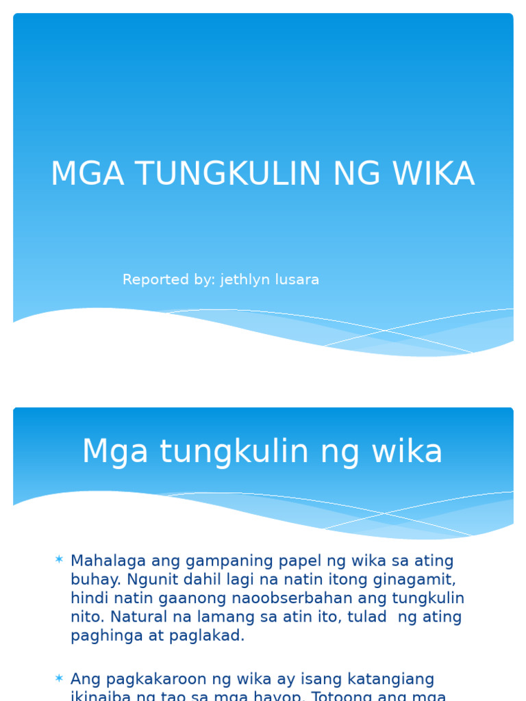 Mga Tungkulin NG Wika | PDF