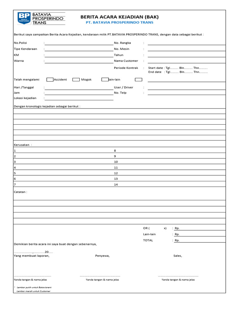 Form BAK Kosong | PDF
