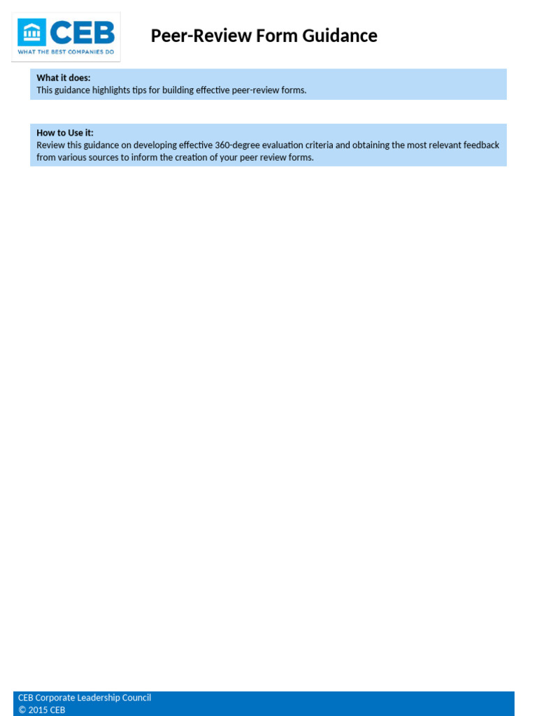 3.2 Peer Review Form Guidance | PDF | Career & Growth
