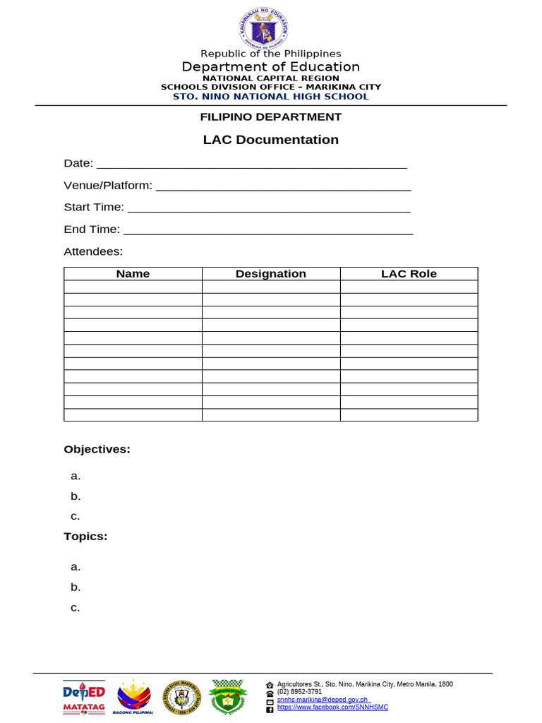 LAC Documentation for Sto. Nino High School | PDF | Science & Mathematics