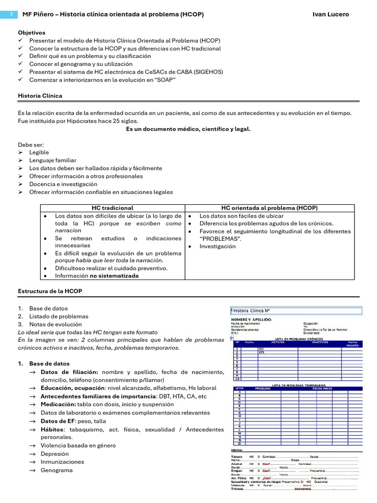 Clase 3 - HCOP | PDF | Diagnostico medico | Historial médico