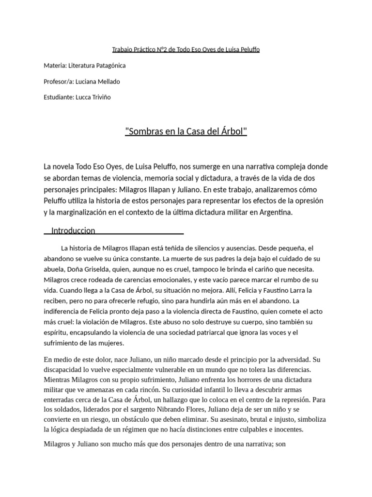 Análisis de "Todo Eso Oyes" de Peluffo | PDF | Ciencias sociales