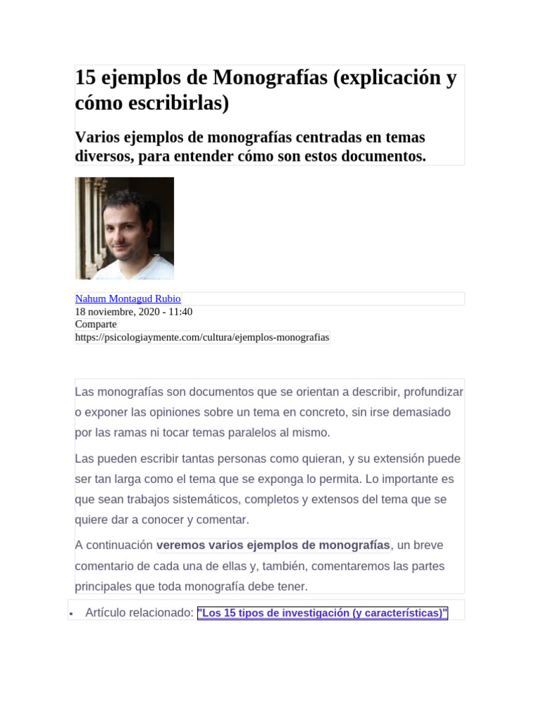 15 Ejemplos de Monografías | PDF