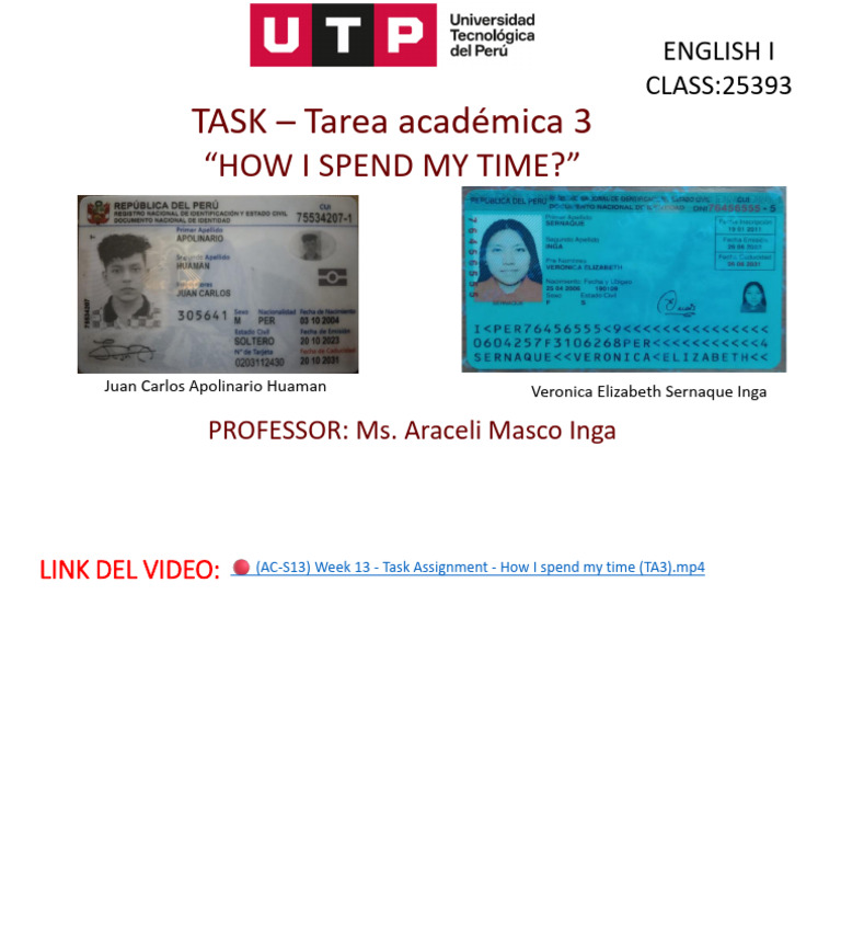 ? (AC-S13) Week 13 - Task Assignment - How I Spend My Time (TA3) | PDF | Science & Mathematics