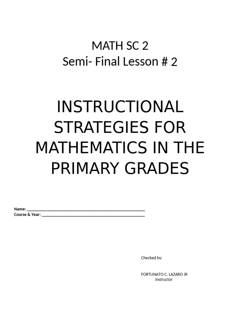 MATH SC 2 Semi Final Lesson 2 | PDF | Mathematics | Psychological Resilience