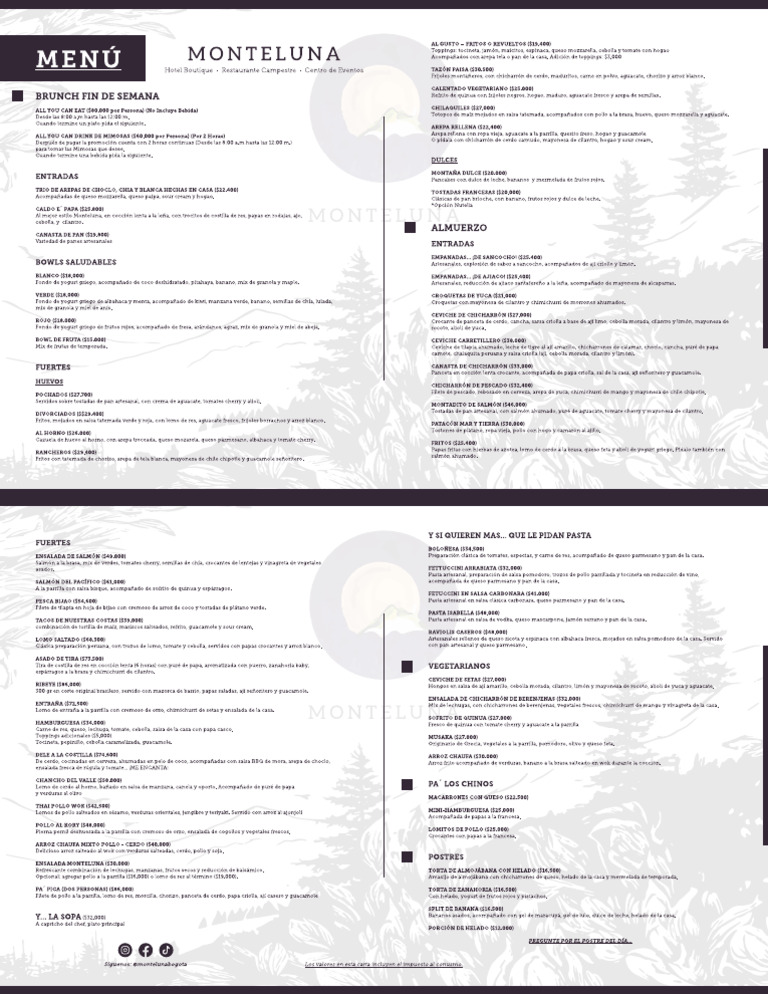 Menu Monte Luna | PDF