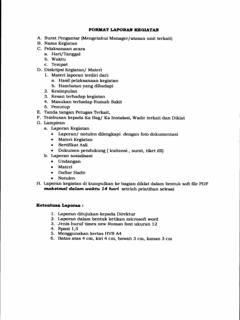 Format Laporan Kegiatan Diklat 2023 | PDF