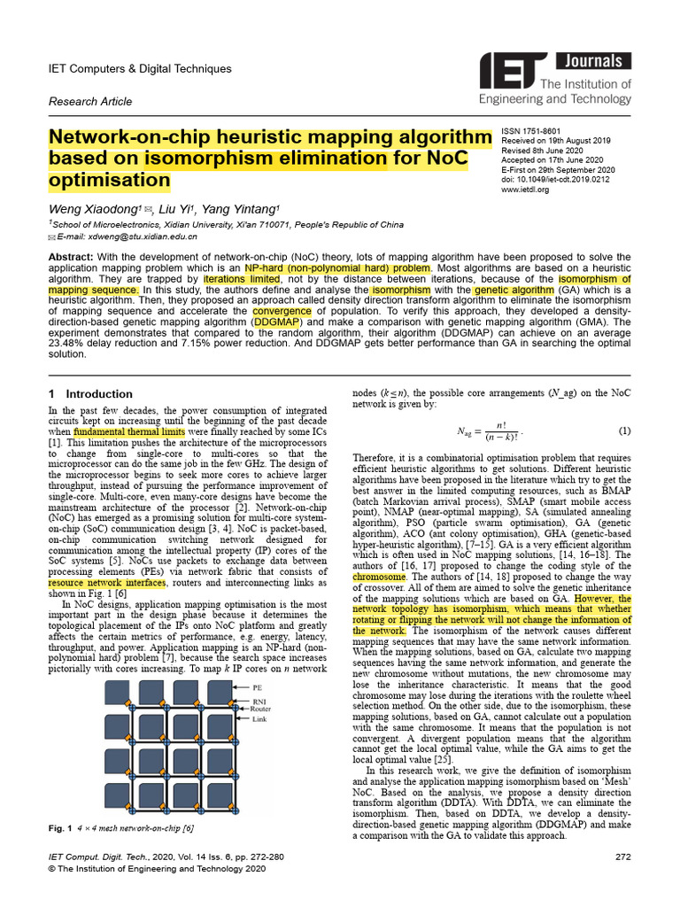 Network On Chip Heuristic Mapping Algorithm Based Pdf Multi Core Processor System On A Chip