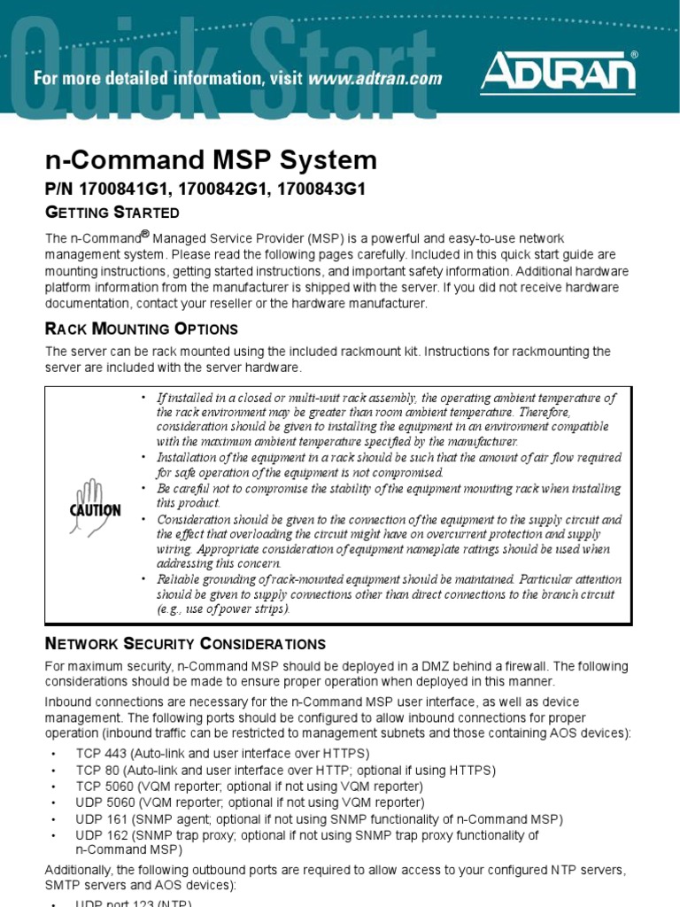 N Command MSP Quick Start Guide | PDF | Port (Computer Networking ...
