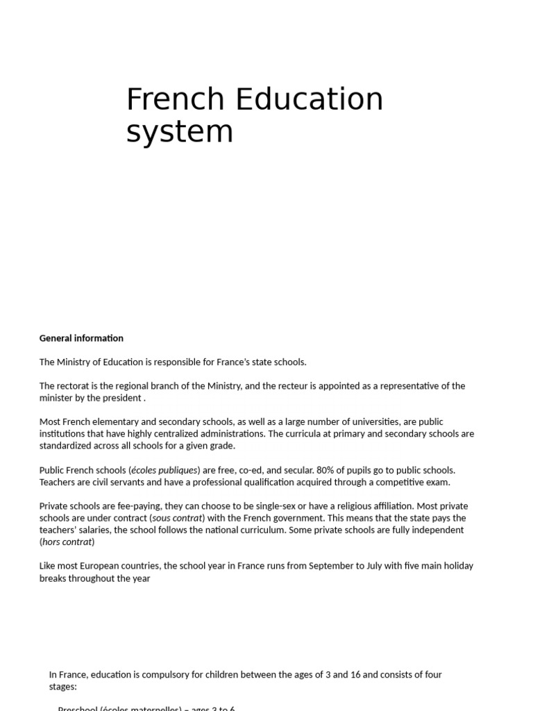 French Education System | PDF | Educational Stages | Schools