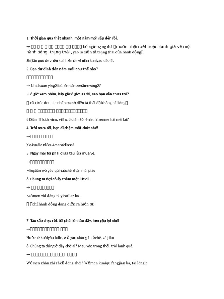 Bài Tập Dịch HSK3 | PDF