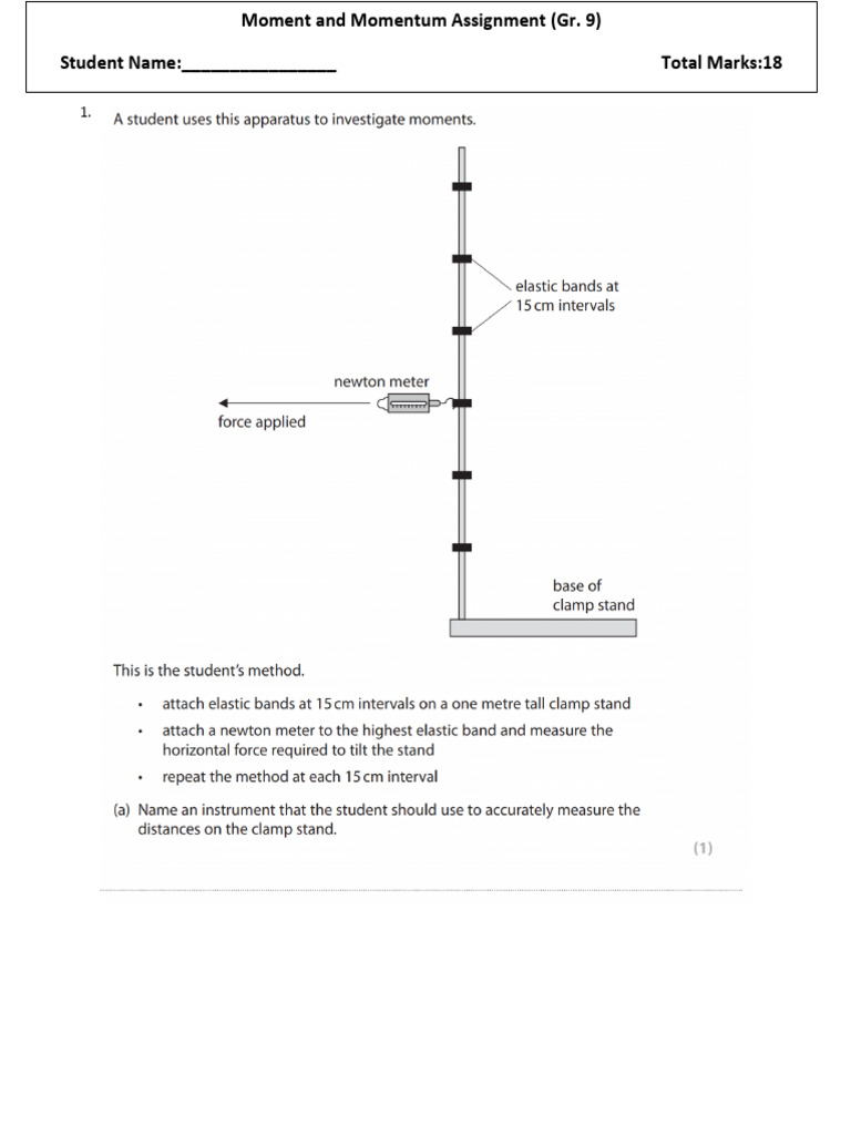 Grade 9 Moment Momentum Assignmnet | PDF | Teaching Methods & Materials