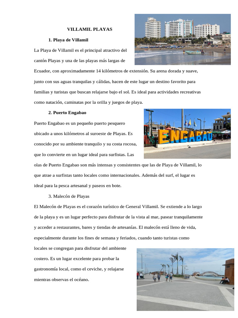 Atractivos y Gastronomía de Villamil Playas | PDF | Viajes y turismo