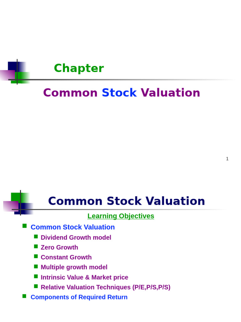 Common Stock Valuation | PDF | Discounted Cash Flow | Valuation (Finance)