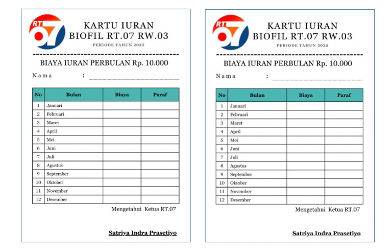 Kartu Biofil RT.07 | PDF