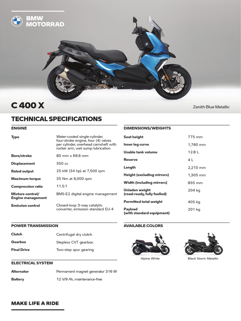 C 400 X Specs Sheet | PDF | Engines | Anti Lock Braking System