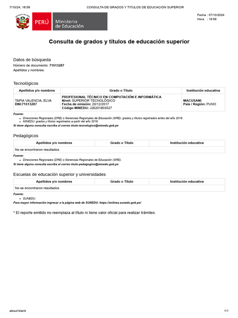 Consulta de Grados Elva | PDF