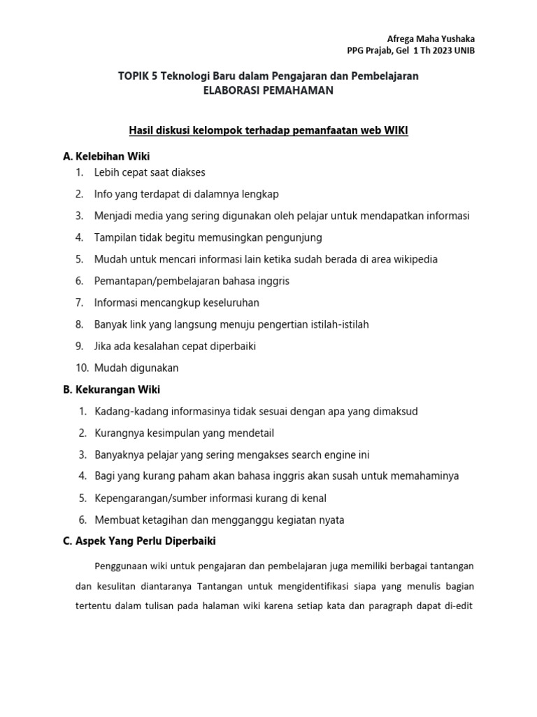 ELABORASI PEMAHAMAN TBPP Topik 5 Kelompok 3 | PDF