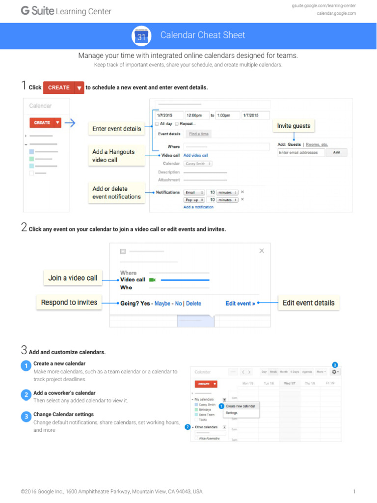 Calendar Cheat Sheet | PDF