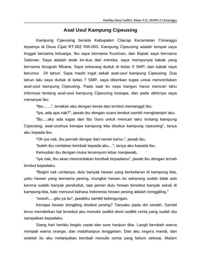 Asal Usul Kampung Cipeusing | PDF | Agama & Spiritualitas | Fiksi Misteri, Thriller, & Kejahatan