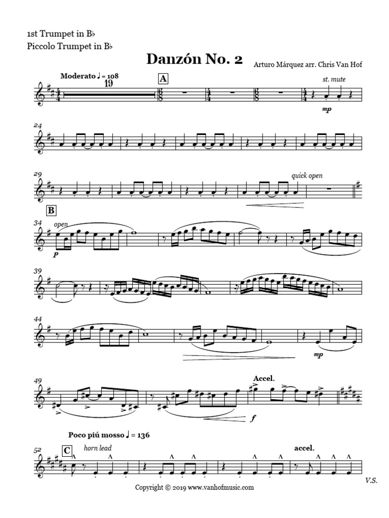 Danzón No. 2 Trumpet Parts | PDF | Musical Instruments | Music Production
