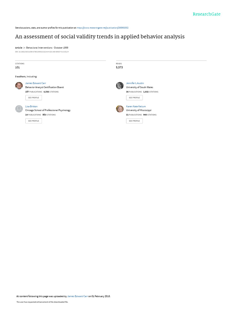 An Assessment of Social Validity Trends in Applied | PDF | Validity ...