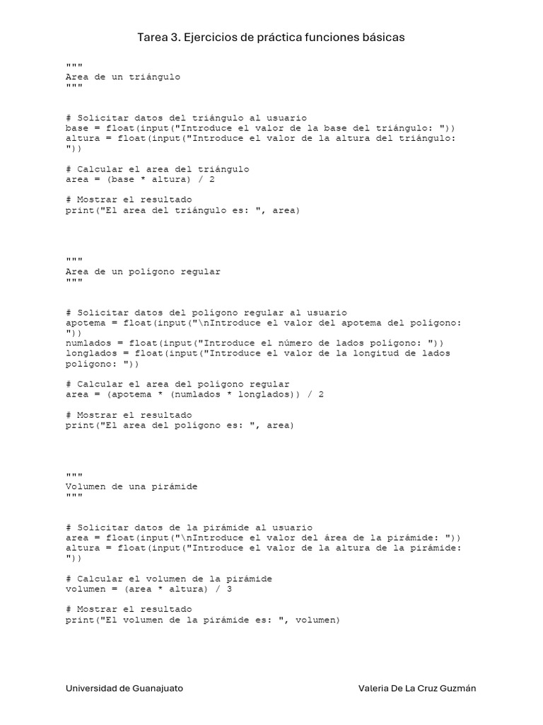 Ejercicios de Práctica Funciones Básicas | PDF