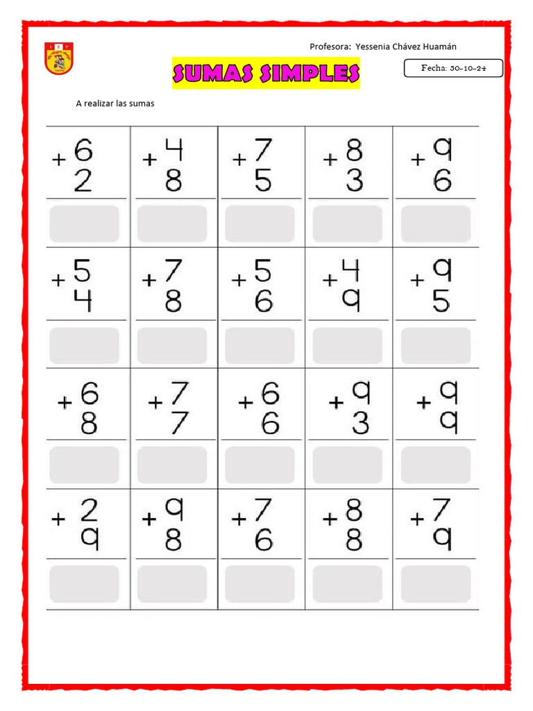 Sumas Simples Tarea | PDF