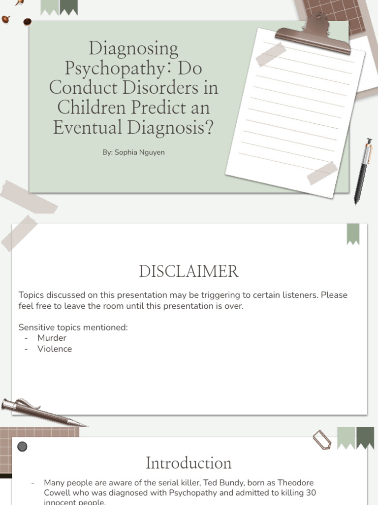 Diagnosing Psychopathy: Do Conduct Disorders in Children Predict An ...