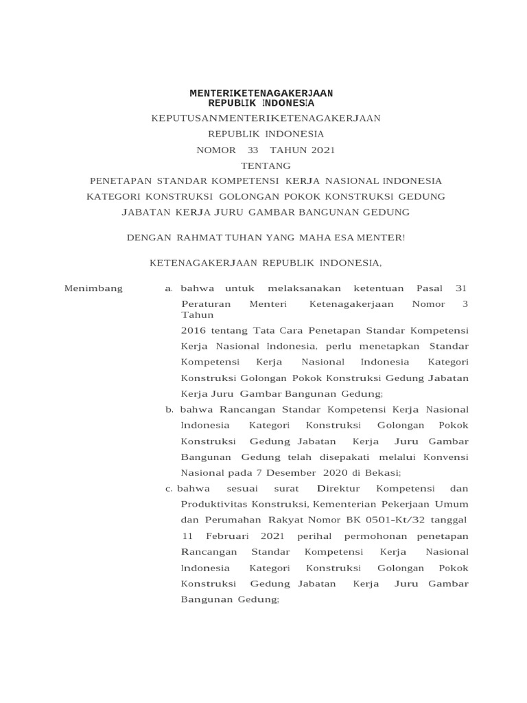 Skkni Nomor 33 Tahun 2021 | PDF
