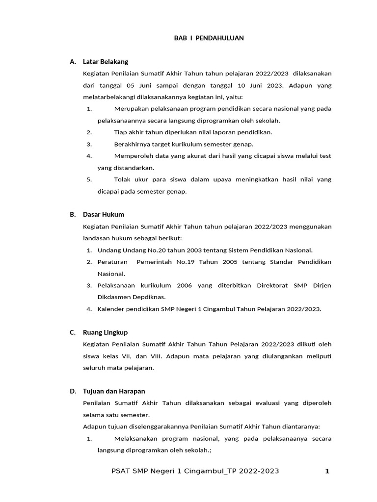 PROGRAM PSAT 2022 - 2023 y | PDF | Sains & Matematika