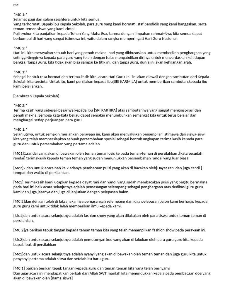 Hari Guru MC Dan Puisi | PDF | Karier & Perkembangan | Perjalanan